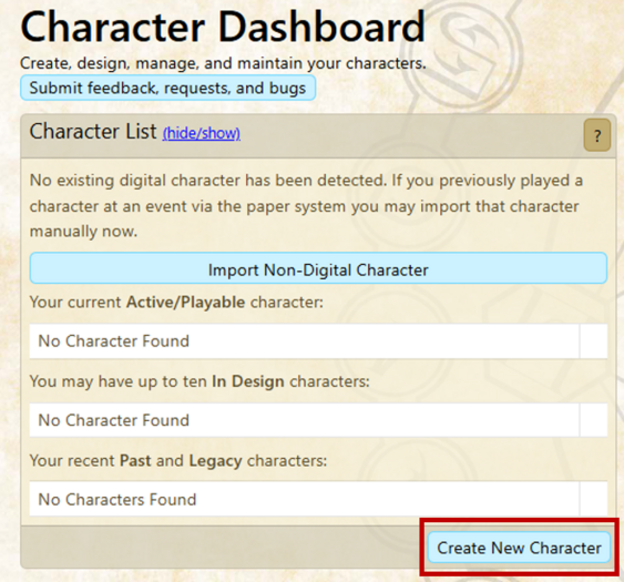 Character Creation and Management - Curious Pastimes Wiki
